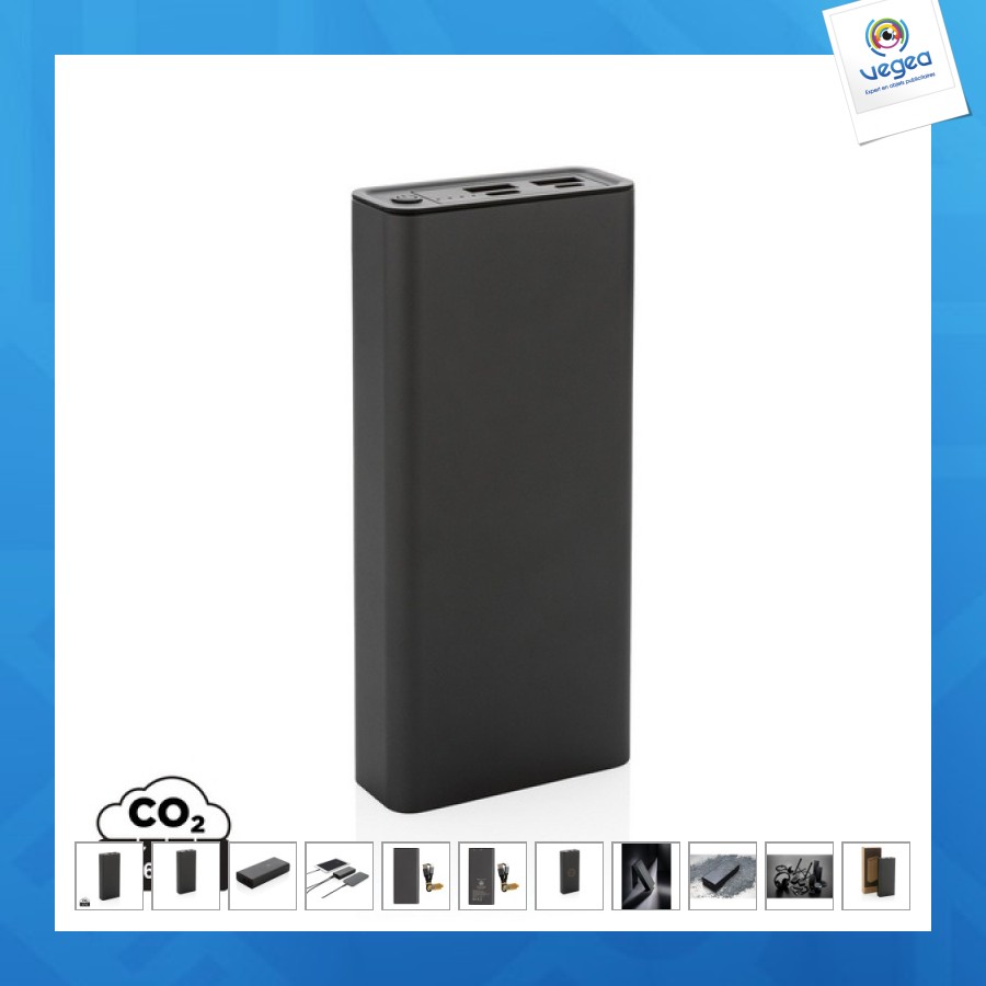 Power bank promotionnel 20.000mah et 20w en aluminium recyclé rcs terra ...