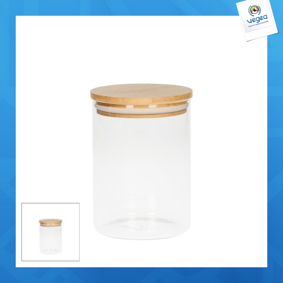 Récipient en verre bambou 700ml personnalisable | Goodies | 01313V0175800
